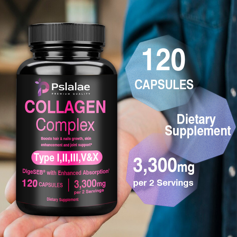 Pslalae Collagen Complex 3300 mg - Types I, II, III, V, X - Anti-Aging ...
