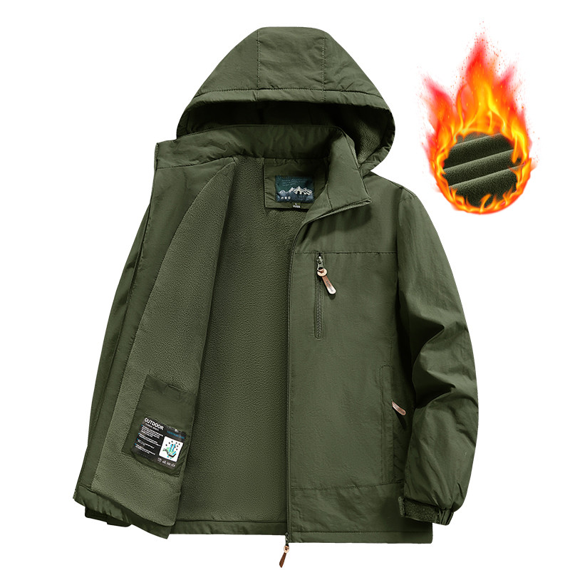 Waterproof Jacket with Warm Fleece Lining Men's Outdoor Hooded Jacket ...
