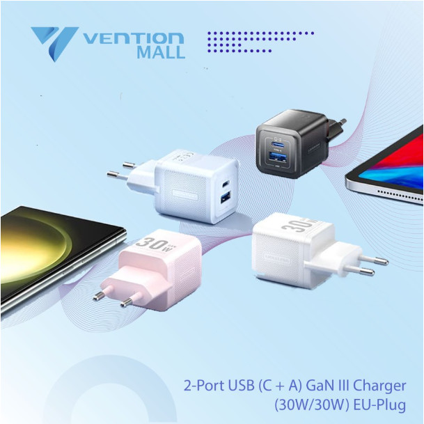 Vention USB Charger GAN III 30w Iphone Android Adapter Type C Fast ...