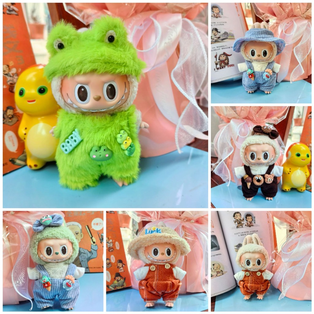 17cm Labubu Clothes Labubu衣服 Overalls Suit Baby Labubu V2 Clothes Dress ...