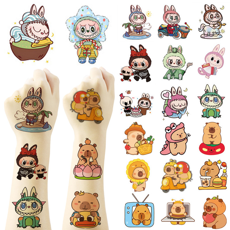 Cartoon Labubu Series Tattoo Stickers for Children Water Transfer ...