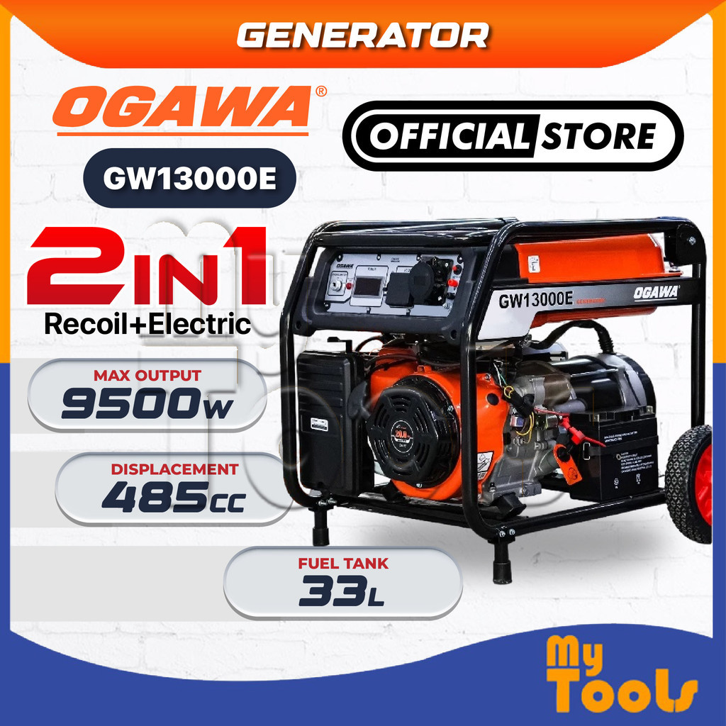 Mytools OGAWA GW13000E Professional Gasoline Generator Petrol Genset 9500W 33L Fuel Tank (Recoil ...
