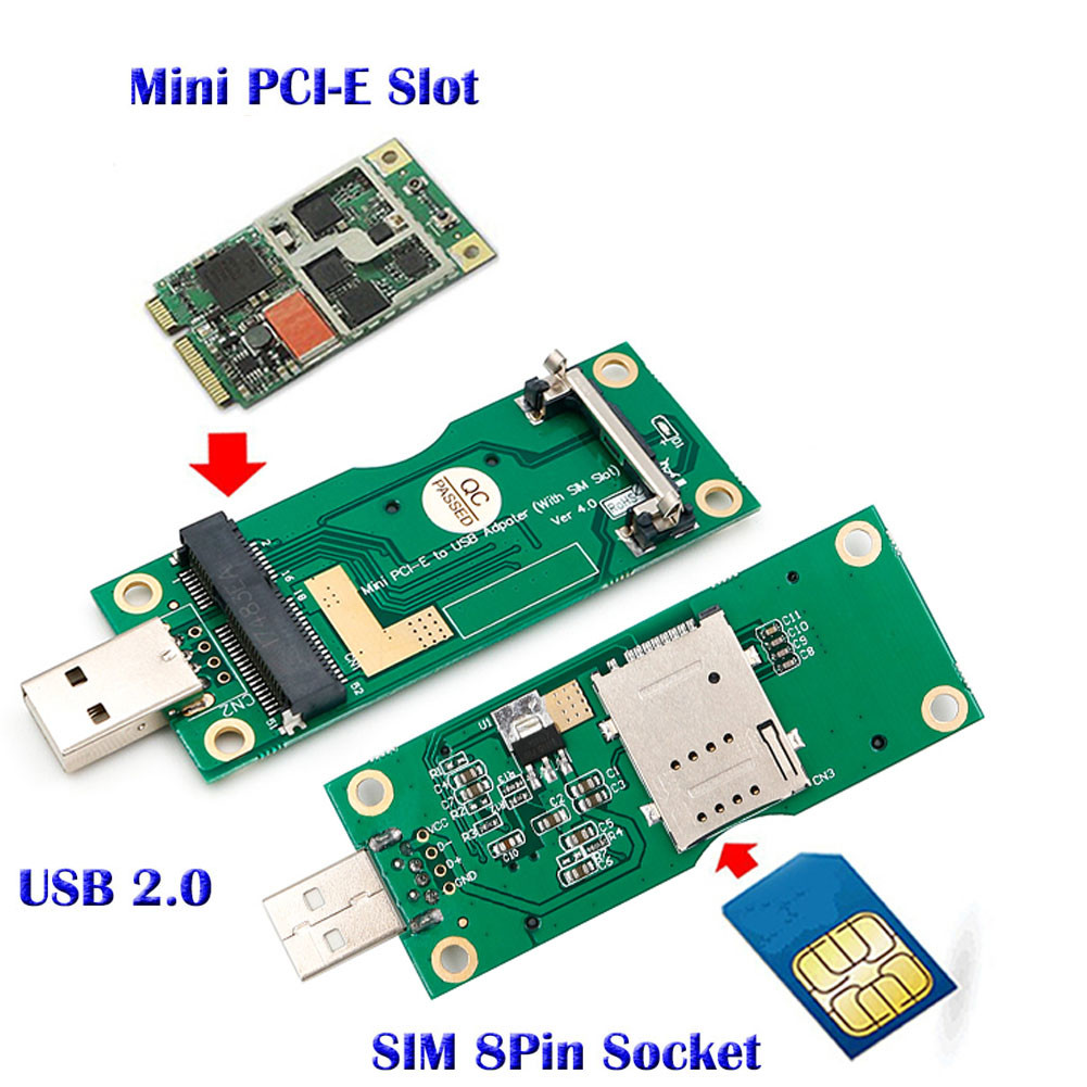 Mini PCI-E to USB Adapter with SIM 8Pin Card Slot for WWAN/LTE Module | Shopee Malaysia