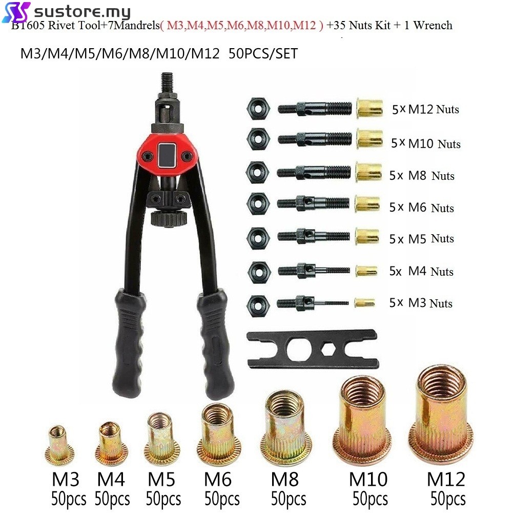 [Super] Riveting Tool Kit Rivet Nuts Thread Setting Tool Nutsert For M3 ...