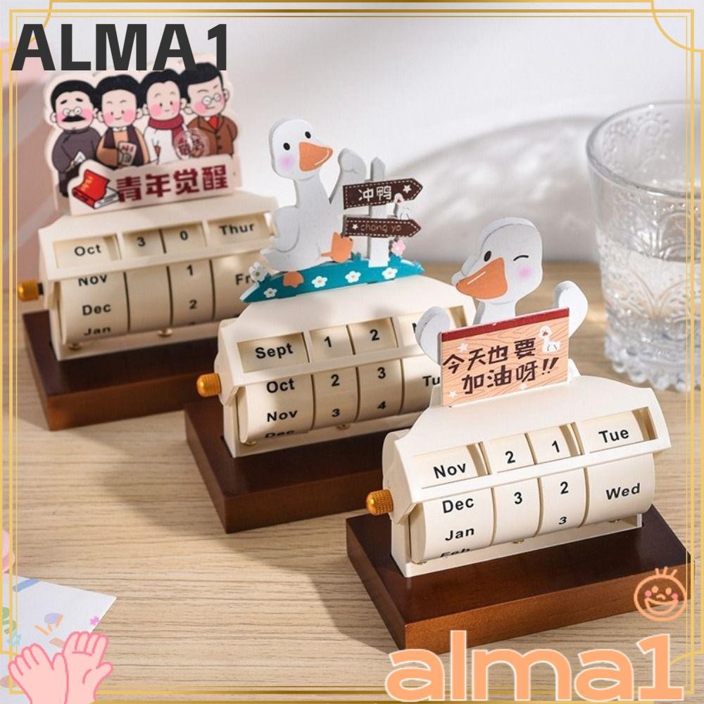 ALA Perpetual Calendar, Rotary Wooden Base Wheeling Calendar, Desk ...