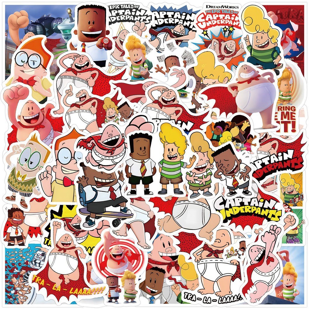 Y&P| Captain Underpants Stickers Set Cartoon Graffiti Waterproof Decals ...