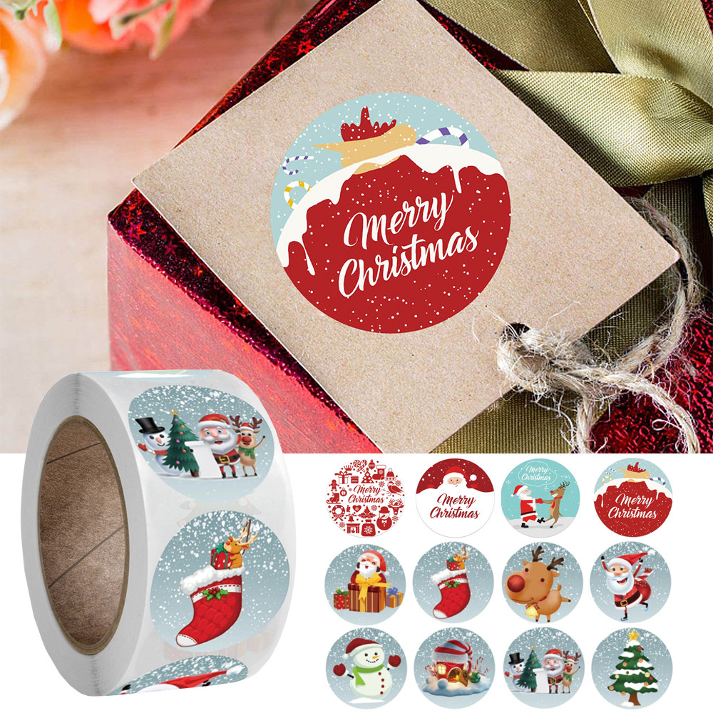 Circular Sealing Stickers Holiday Gift Packaging Christmas 500PC DIY ...