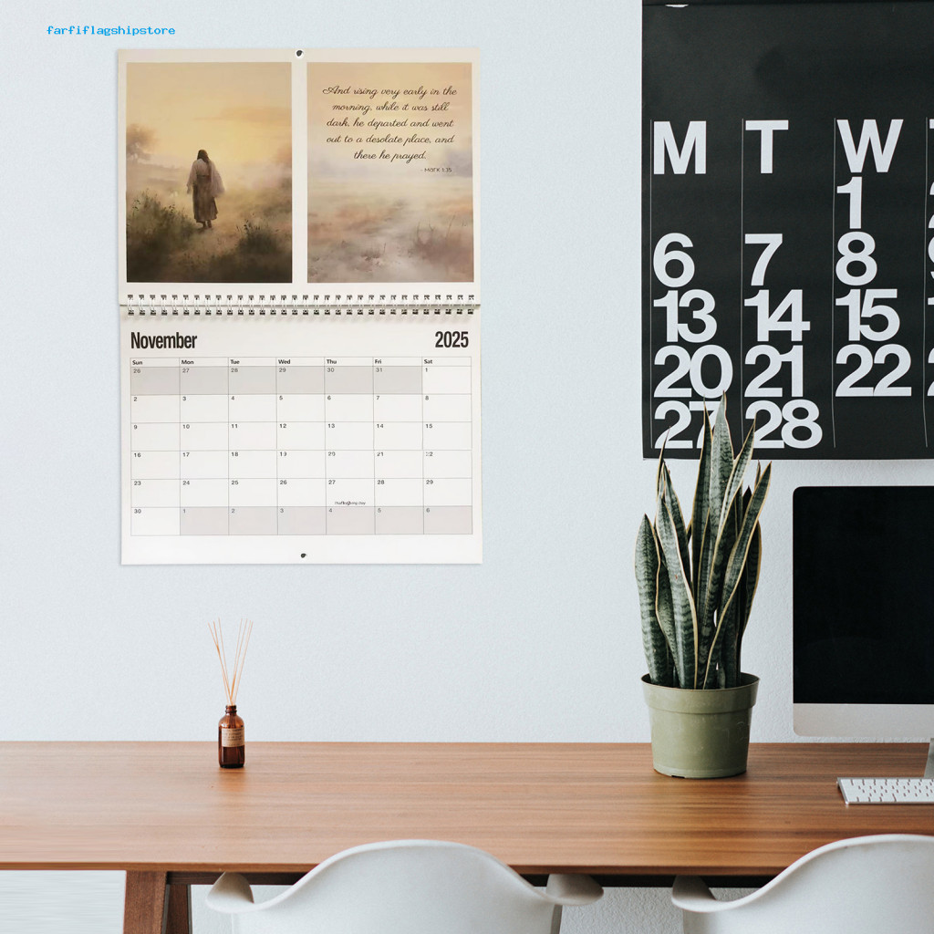 Large Grid Design Calendar for Daily Notes Religious Theme Wall ...