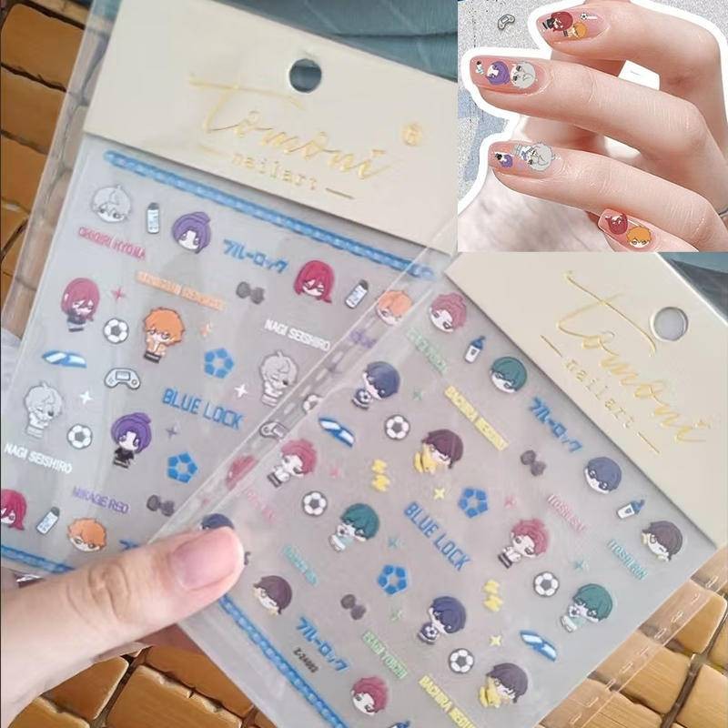 2Pcs/Lot Anime Blue Lock Nail Sticker Anime Stickers Manicure Stickers ...