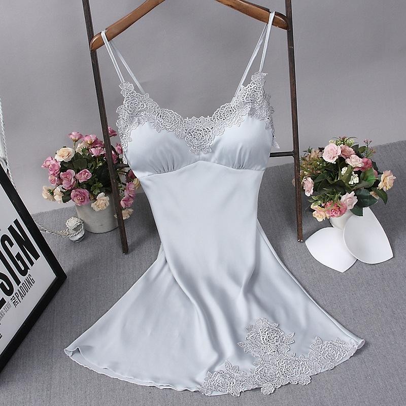 FL Outfit Silk Nightgown Women Satin Slips Silk Short Dress Sleepwear ...