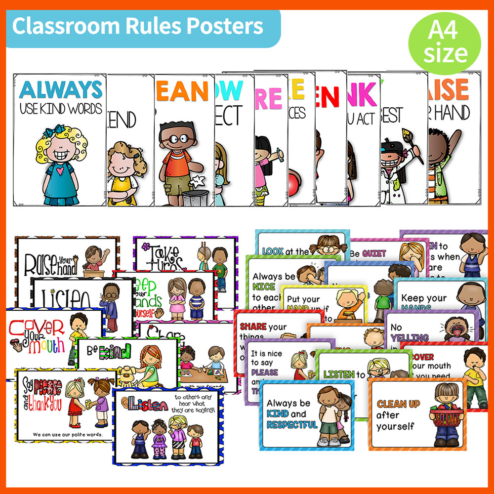 15PCS Classroom Rules Bulletin Board Decorations Set-Educational Wall ...