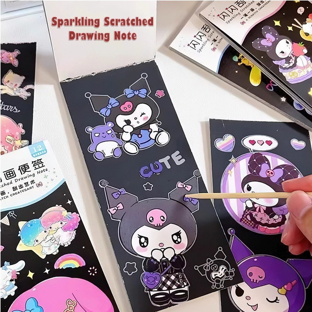 Sanrio series Sparkling scratched drawing notes eggy party Kuromi ...