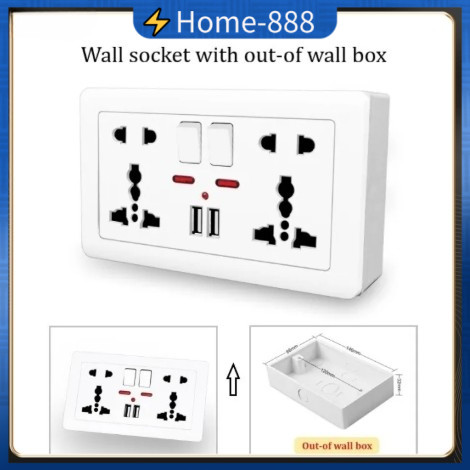 5 Hole Switched Outlet Power Socket Universal With Switch Usb Charger ...