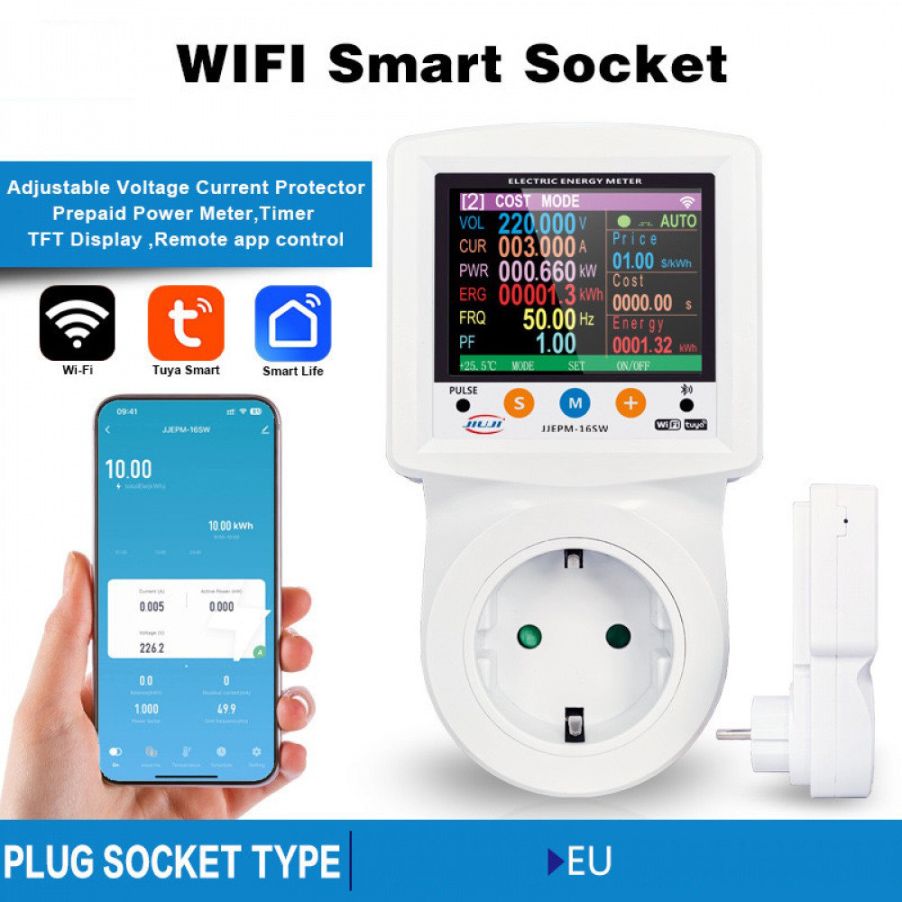 Tuya WiFi Smart Power Socket 230V APP Remote Control WIFI Wattmeter AC Power Meter Electricity ...