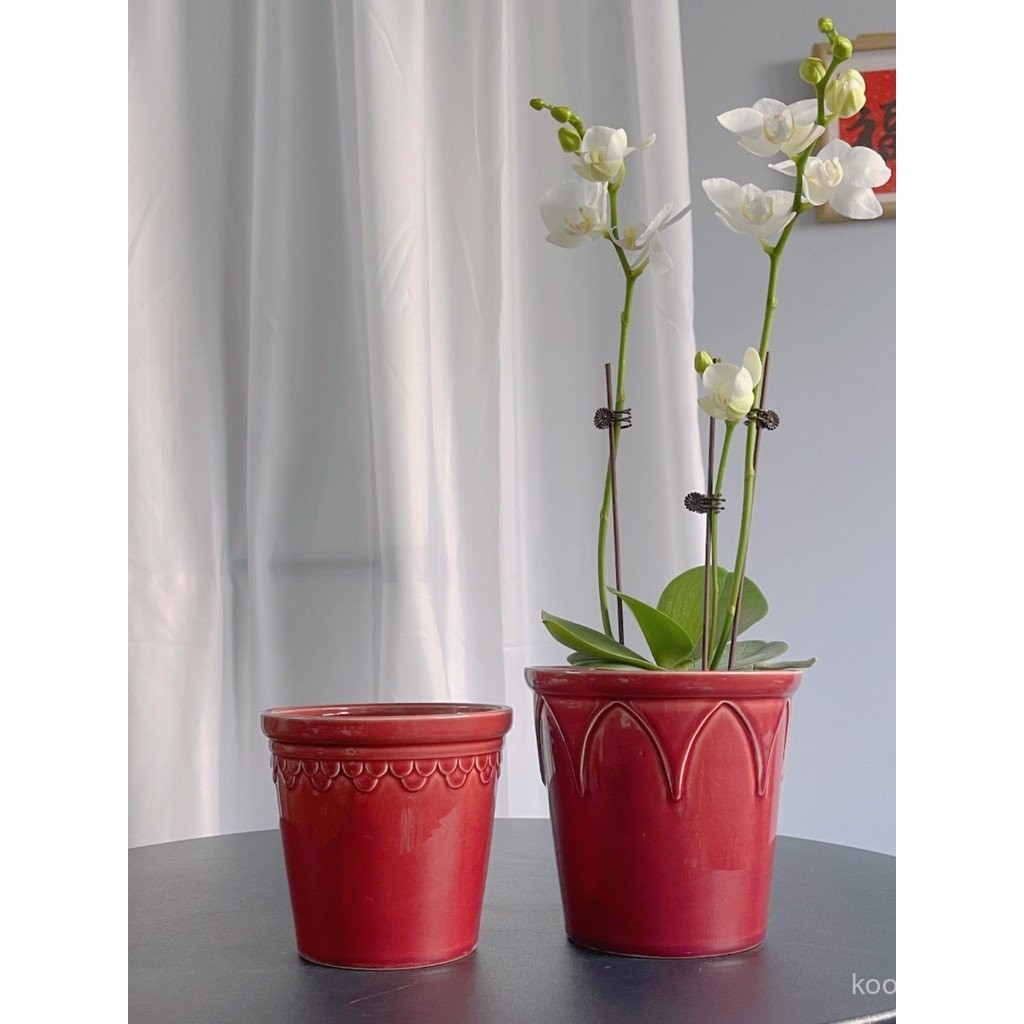 Periuk Bunga Seramik Nordic Eksport Merah Perayaan Periuk Ais Retak ...