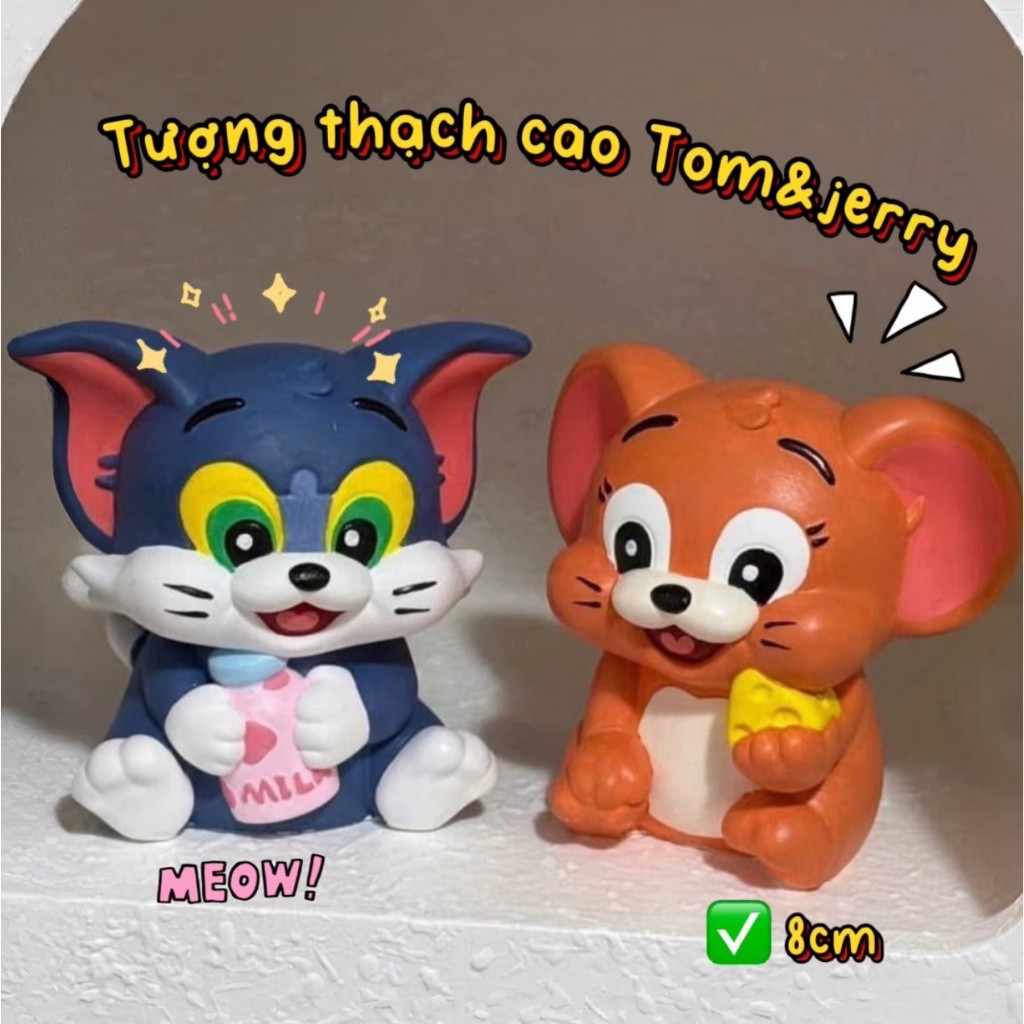 Colored plaster statue of Tom&Jerry, small size, cute character ...