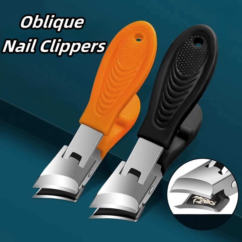 Slanted Nail Clippers Wide Jaw Opening Anti-Splash Nail Clipper Cutter ...