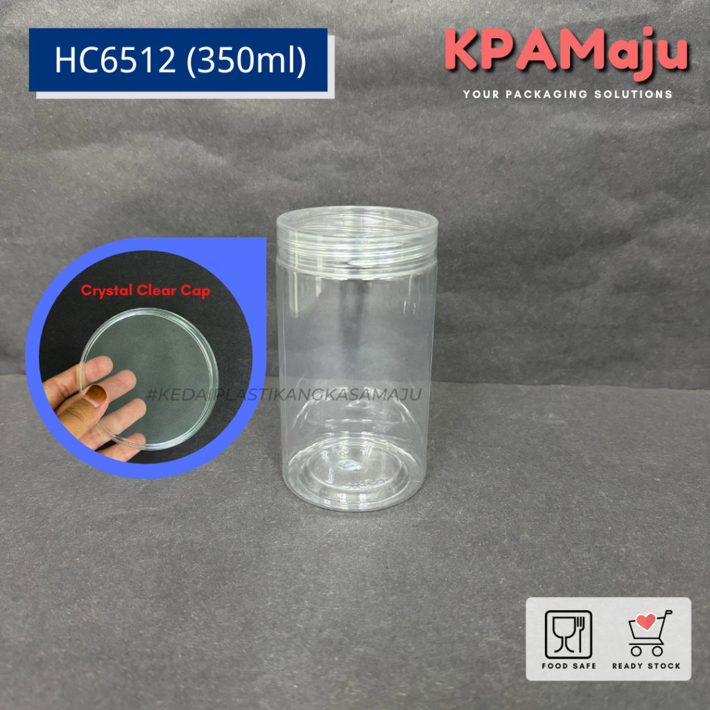 Balang HC6512 (350ml) Crystal Clear Cap - Balang Plastik, Balang Kuih ...