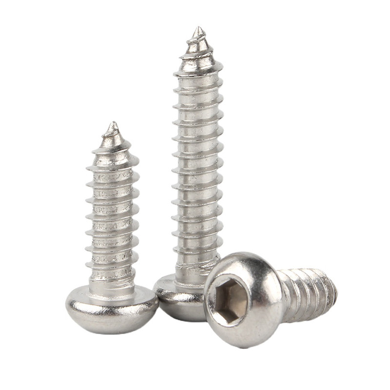 M3 M4 M5 M6 304 Stainless Steel Button Head Hex Hexagon Socket Self-Tapping Screw Round Head ...