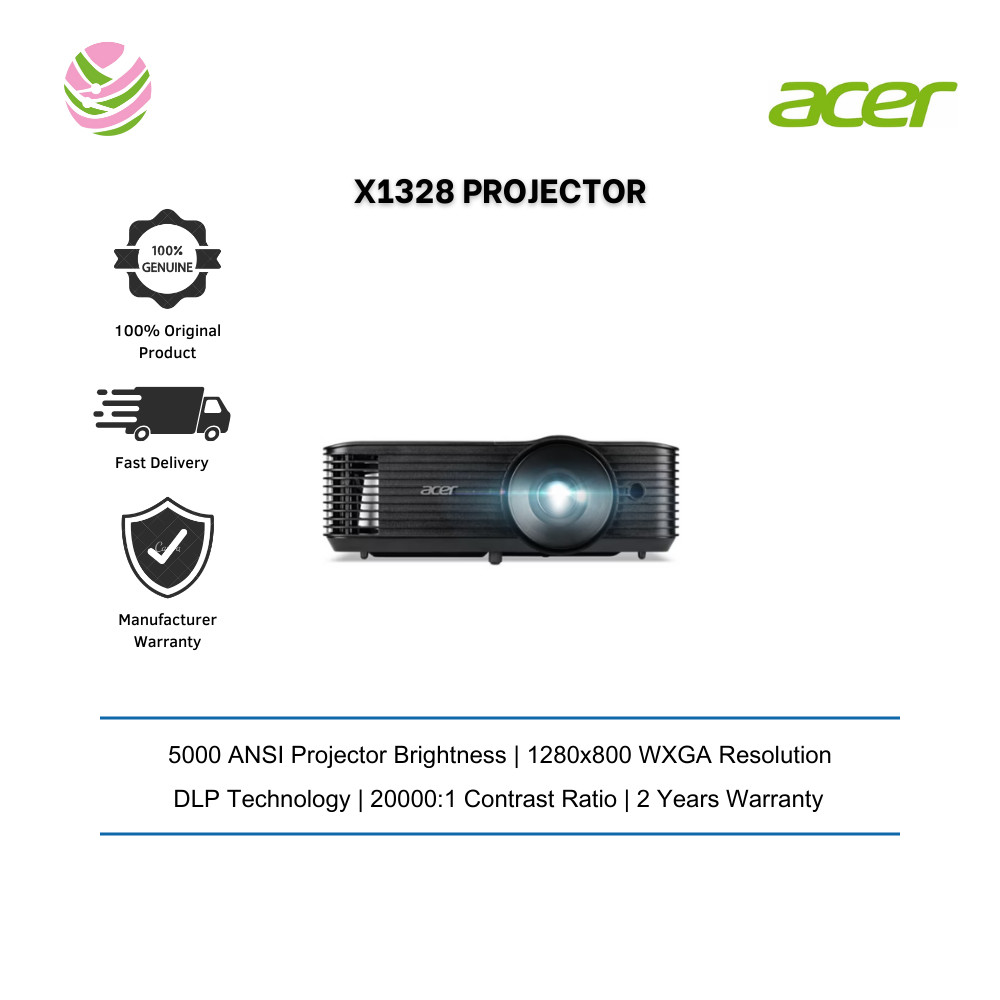 Acer X1328 Projector (WXGA 1280 x 800, 5000 ANSI, 20000:1, VGA, HDMI ...