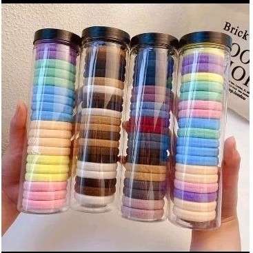 KOREAN VIRAL RUBBER / HAIR TIE PACKAGING JAR and TUBE CONTAINS 20 PCS ...