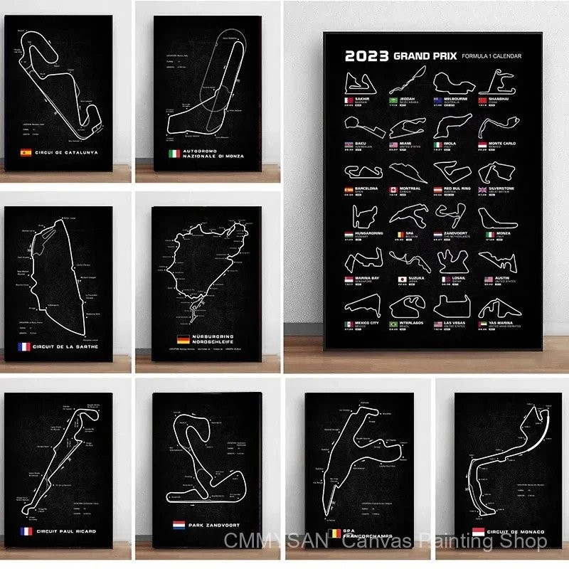 Modern World Racing Circuits Poster Prints Nurburgring Sarthe ...