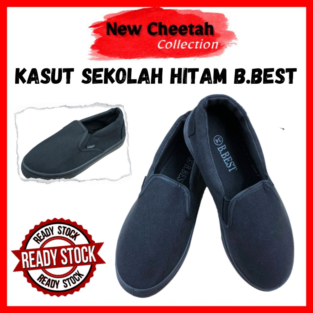KASUT SEKOLAH HITAM B.BEST SIZE 26~45 SLIP ON BLACK SHOES SCHOOL SHOES ...