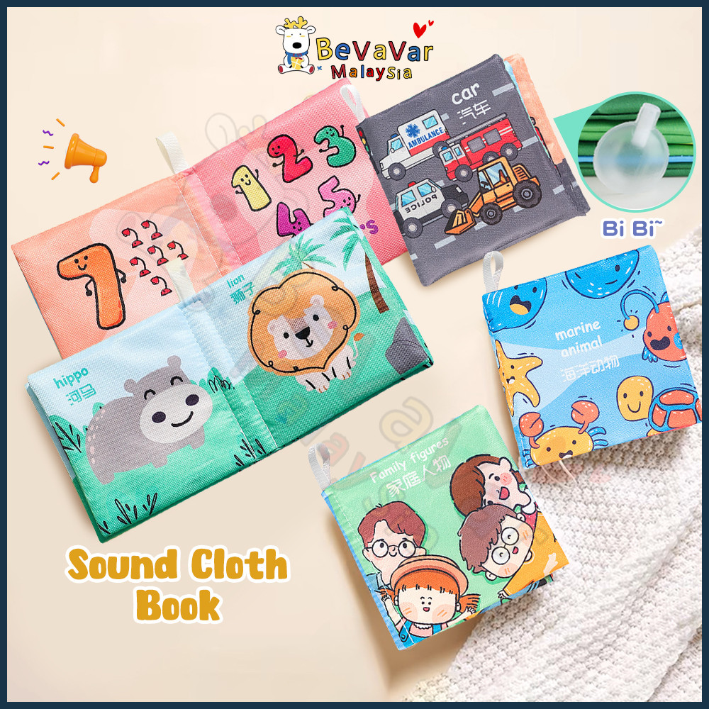 Bevavar Baby Cloth Book with Sound Early Cognitive Educational Fabric ...