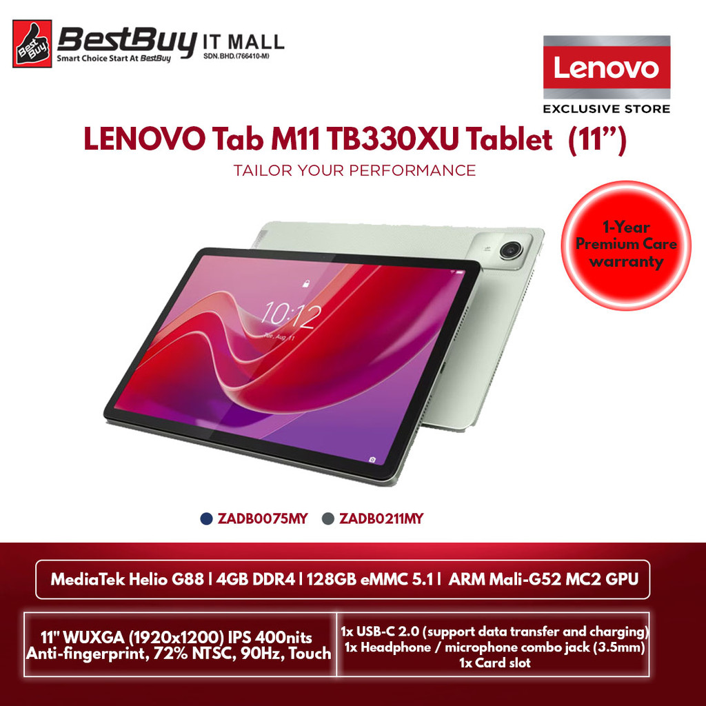 Lenovo Tab M11 TB330XU ZADB0075MY/ ZADB0211MY 11'' WUXGA ( Helio G88 ...