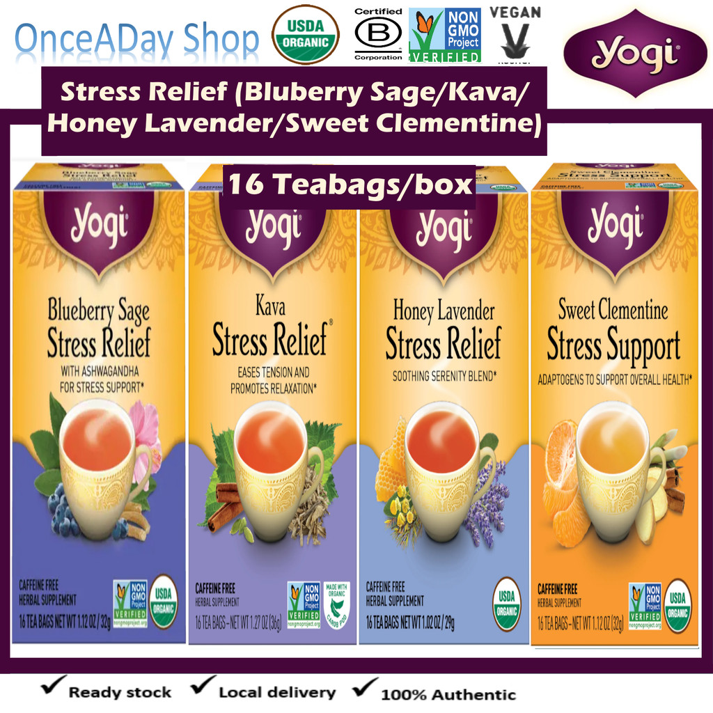 Yogi Tea, Stress Relief Tea, Honey Lavender/ Sweet Clementine/ Kava ...