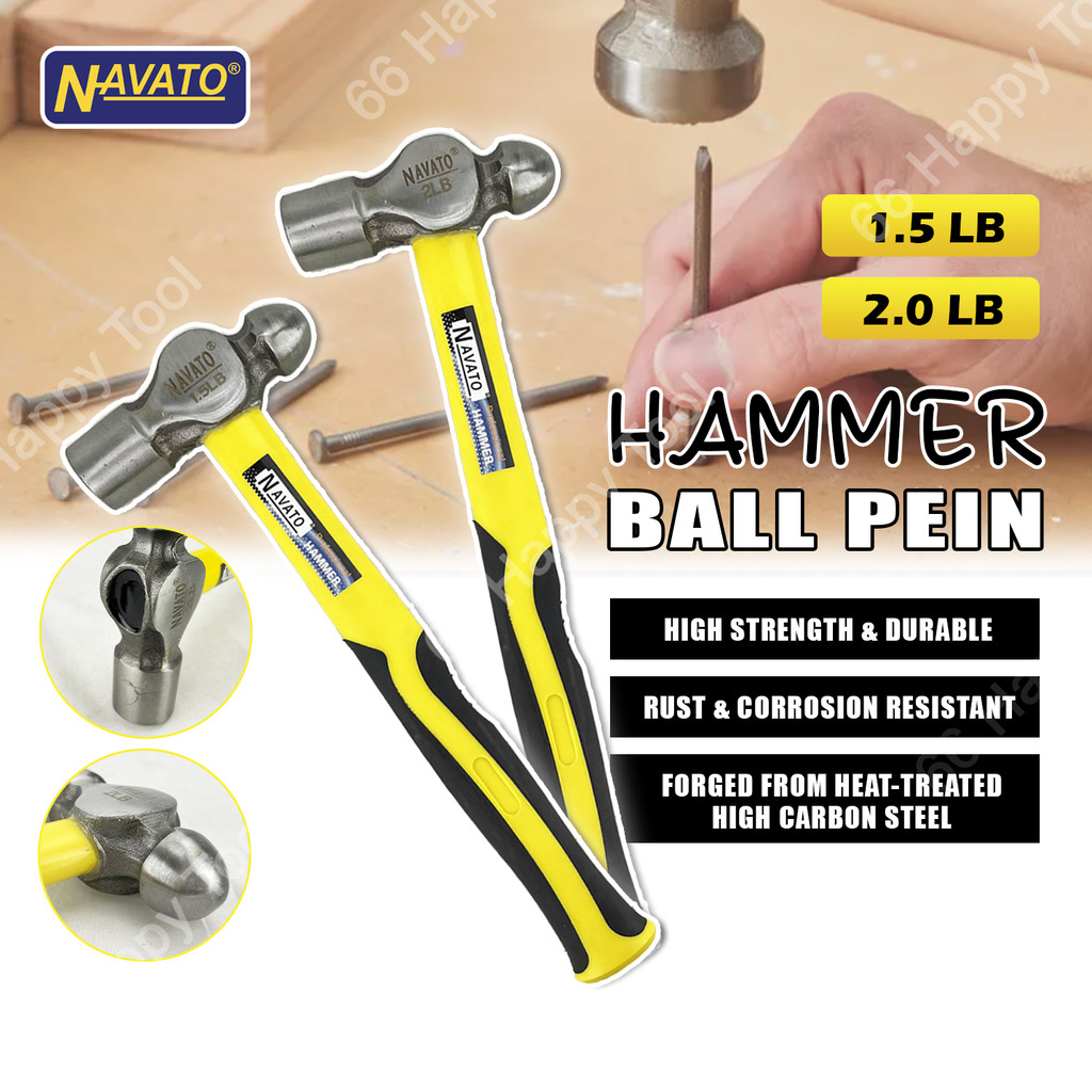 Navato Ball Peen Hammer Fiberglass Handle Ball Pein Hammer Drop Forged ...