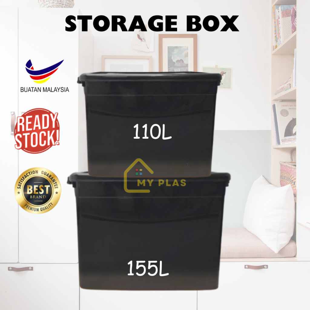 MAXONIC 155L/110L BLACK PLASTIC STORAGE BOX | KOTAK SIMPANAN PLASTIK ...