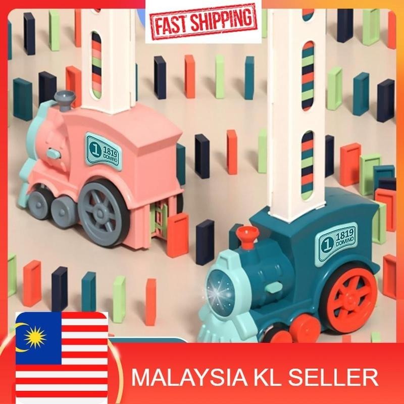 Domino Train Toy Set Automatic Domino Laying Electric Train with 60pcs ...