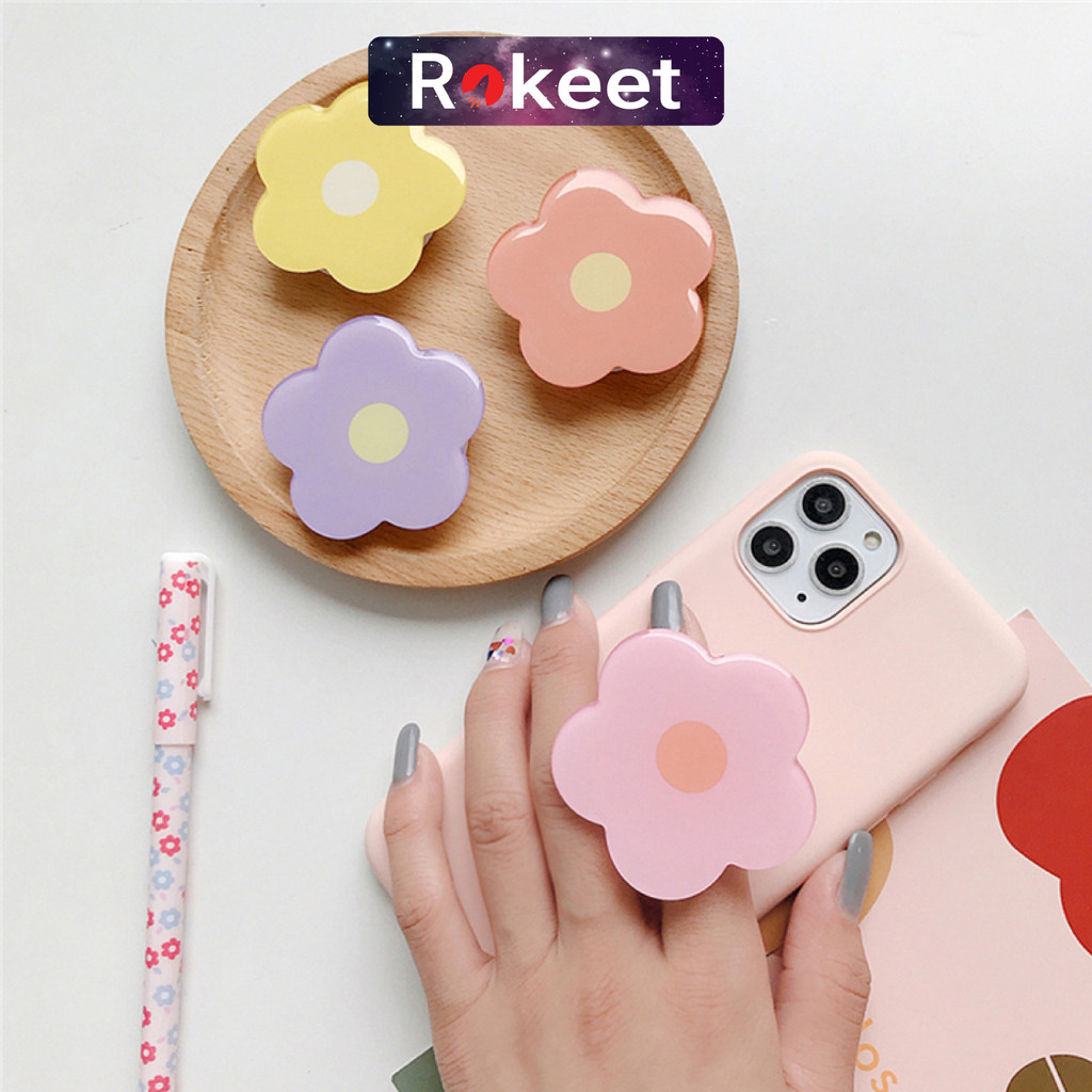 Rokeet Griptok Acrylic Daisy Flower Resin Aesthetic Phone Holder Acrylic Phone Stand HP Korean ...