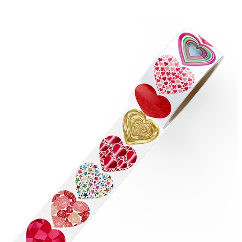 love* 1 Roll Heart Shaped Sticker 1inch Love Heart Labels for Valentine ...