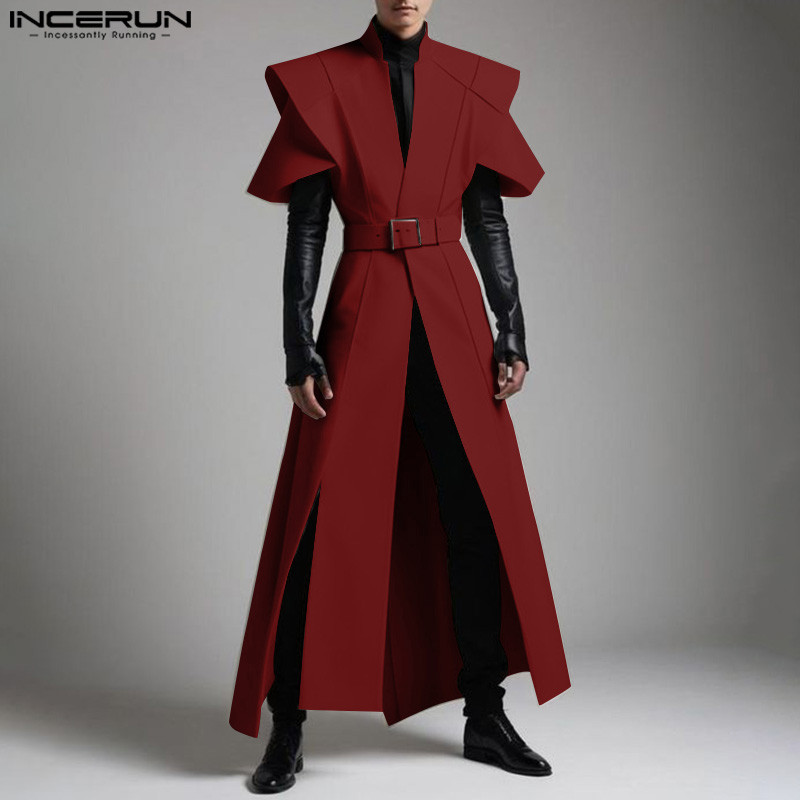 INCERUN Men Vintage Fashion Design Short Sleeve Solid Color Long ...