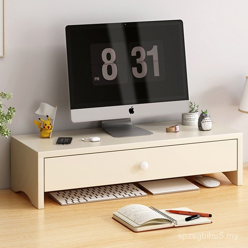Desktop Computer Elevated Rack with Drawer Office Monitor Rack Shelf ...