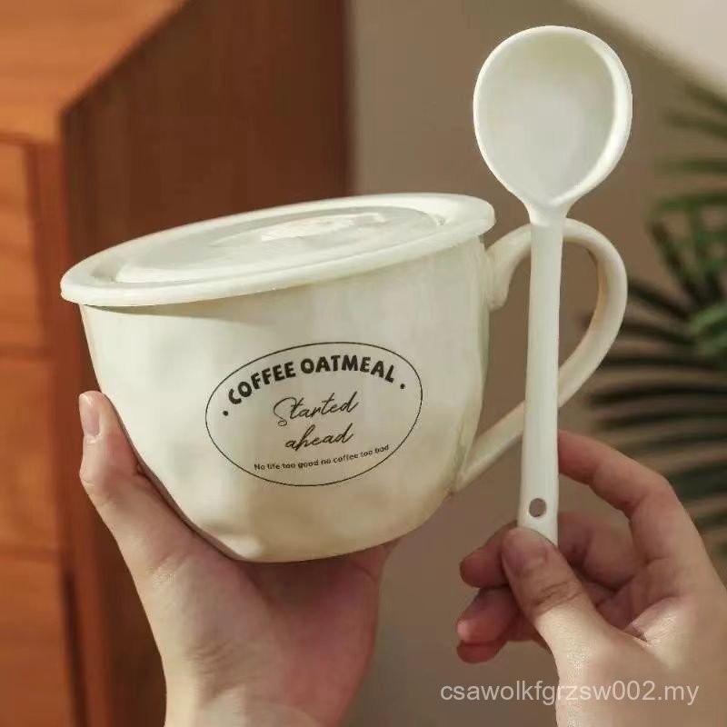 Cawan Seramik Cawan Sarapan Susu Estetik Tinggi Cawan Gelombang Mikro ...