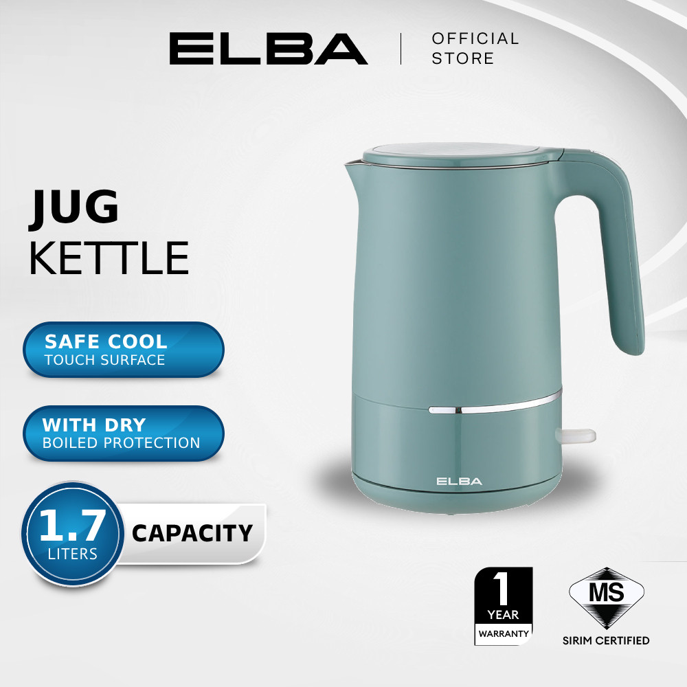 (NEW) ELBA Jug Kettle EJK-Q1782SS(GN) - Green (1.7L / 1500-1800W ...