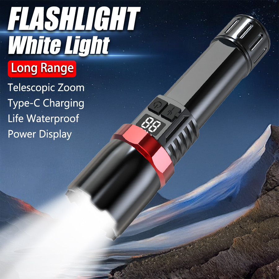 Power LED Flashlight Super Bright Rechargeable Portable Super Power ...