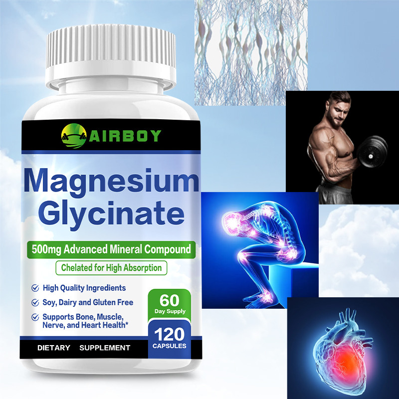 Airboy Magnesium Glycinate 500 mg | 70 mg Elemental Magnesium ...