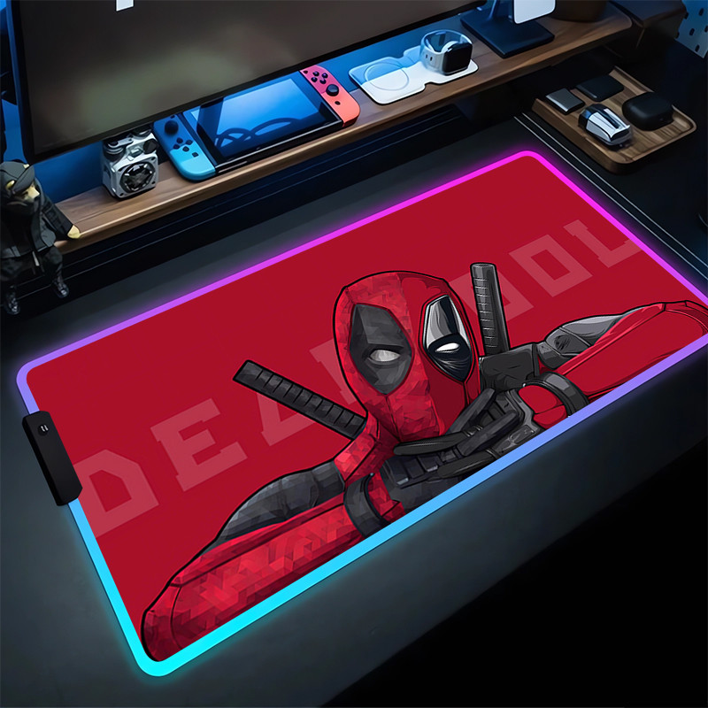 Deadpool Kawaii Mouse Pad LED Laptop Marvel Anime Extended Keyboard Rug ...