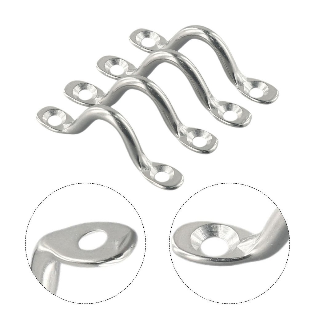 4Pcs 5mm Stainless Steel Wire Eye Strap Boat Marine Tie Down Hook ...