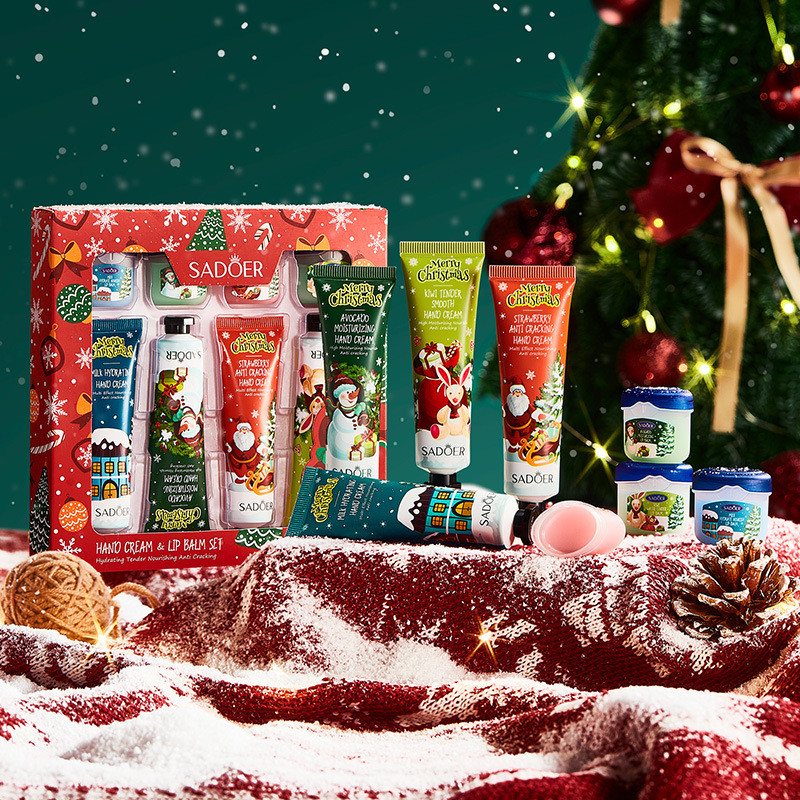 Christmas Hand Cream Set Fragrance Moisturizing Body Lotion Lip Care ...