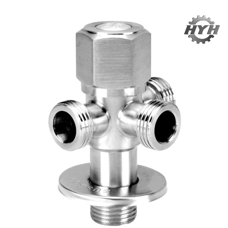 [HYH] 304 Stainless Steel Three-Four-Pass Angle Valve One-In Two-Out Dual-Use Water Heater ...