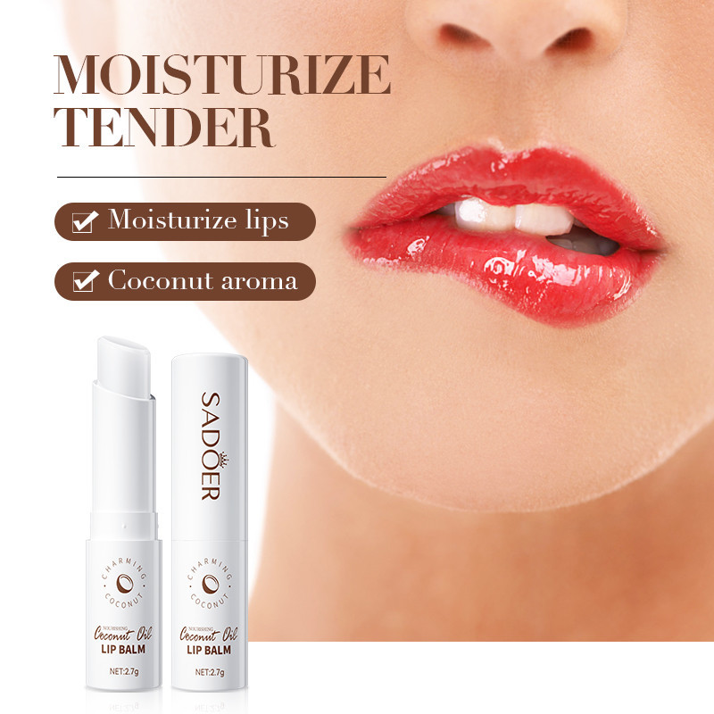 ROREC SADOER Nourishing Coconut Oil Lip Balm Moisturizing Lips Shine Hydrated Plump 2.7g ...