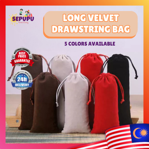 SEPUPU Long Velvet Drawstring Bag Doorgift Mini Pouch Bag Jewellery Bag ...