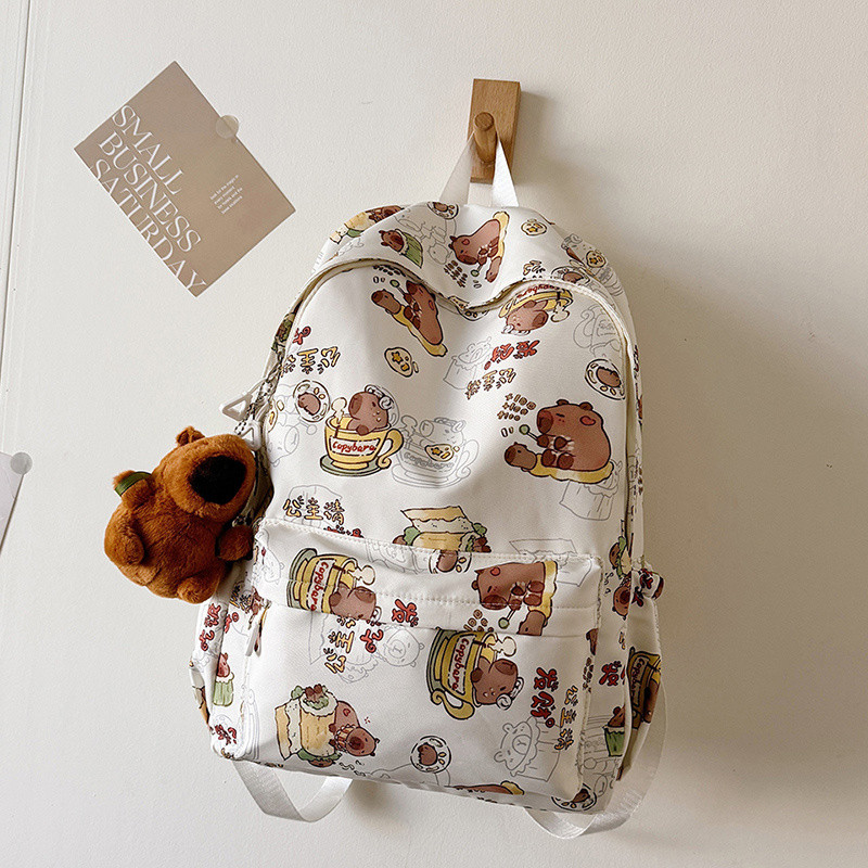 Capybara Cartoon Double Shoulder Backpack - Large Capacity Student ...