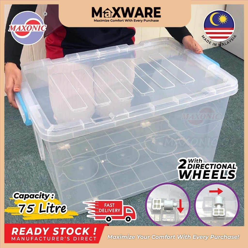 Maxware 75 Litre Transparent Multipurpose Storage Box With 2 ...