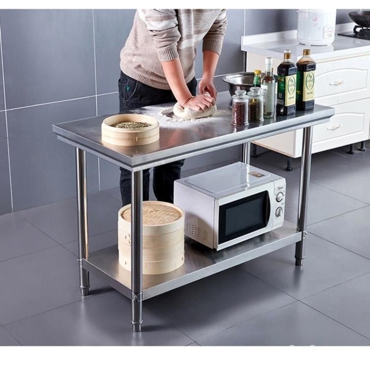 Thick Double-Layer Stainless Steel Workbench Work Table Hotel Kitchen ...